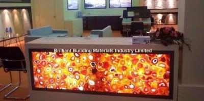 China Backlit Red Agate Inlayed Panel for Reception Counter for sale