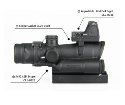 Cina Portata di alluminio forgiata di ACOG 4x32 con illuminazione doppia Mini Reflex Red Dot Scope in vendita