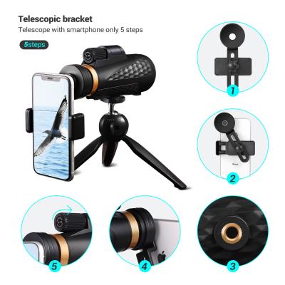 China Monocular Telescope 12X50 Waterproof Telescope, High Definition Prism, Adults Compact Monocular with Phone Holder a Te koop