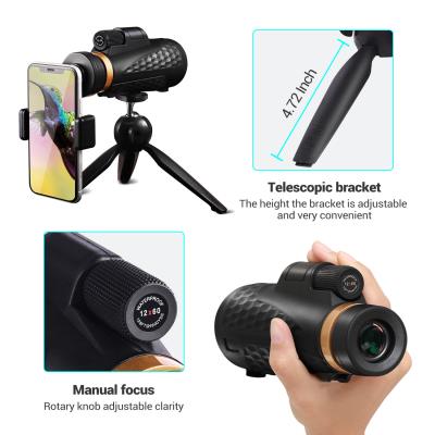 China Monocular Telescope 12X50 Waterproof Telescope, High Definition Prism, Adults Compact Monocular with Phone Holder a Te koop