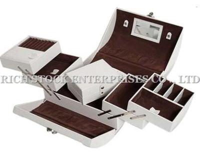 China leather boxes,Set Jewelry Box,Sleek Leather Jewelry Box in White for sale
