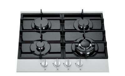 China Black Gas Stove 4 Burner Glass Top , Built In Gas Hob Home Appliance 590*510mm for sale