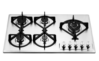 China Kitchen 5 Burner Gas Hob 90cm , Stainless Steel 5 Ring Gas Cooker Battery Pluse for sale