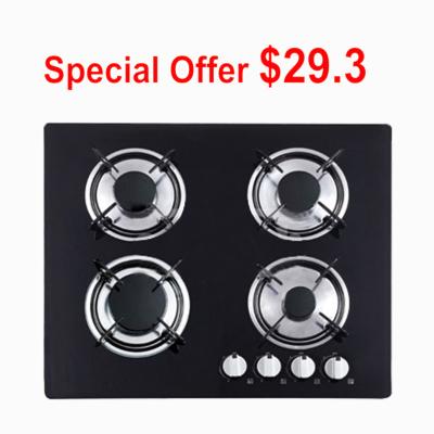 China Kitchen Four Burner Glass Top Gas Hob , 4 Ring Toughened Glass Gas Stove for sale