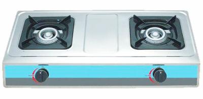China Double Burner Table Top Gas Stove With Steel Panel 700x360x80mm for sale