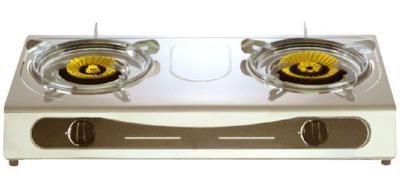 China Portable Table Top Two Gas Burner Cooktop With Electroplated Pan Support for sale