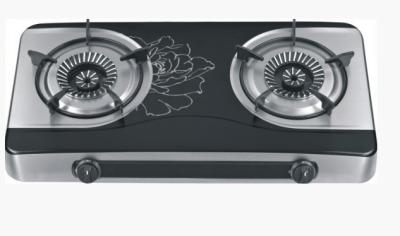 China Black / Silver Steel Double Burner Gas Stove , Electric Ignition Gas Stove for sale