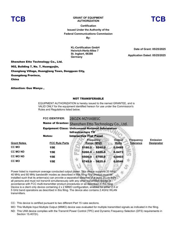 FCC - Shenzhen Etto Technology Co., Ltd.