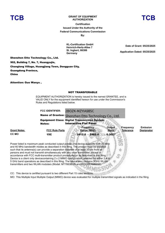FCC - Shenzhen Etto Technology Co., Ltd.