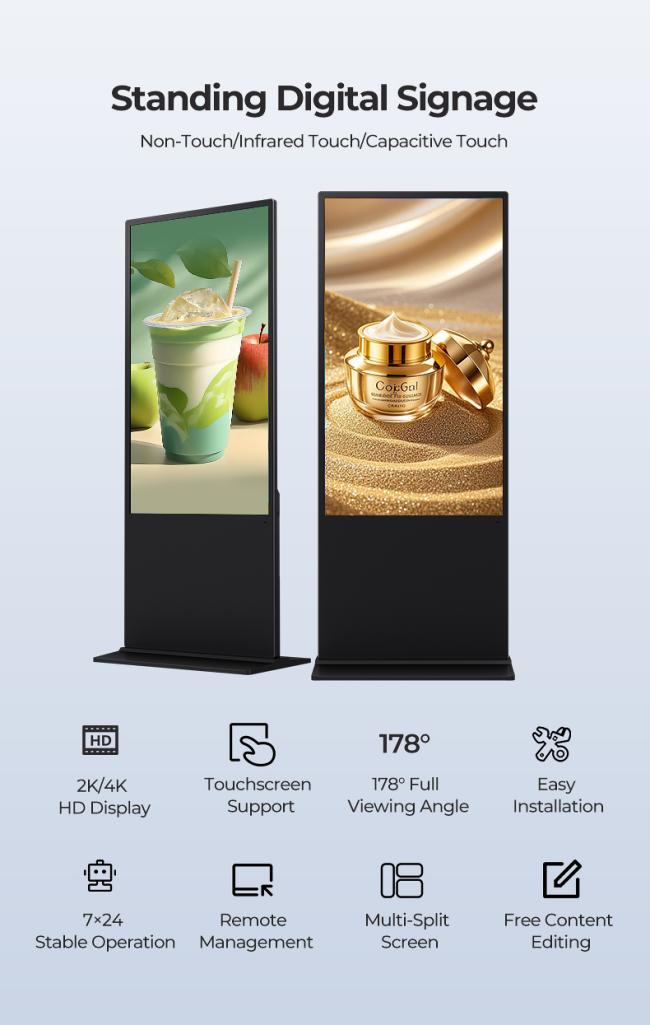Floor standing digital signage kiosk front view