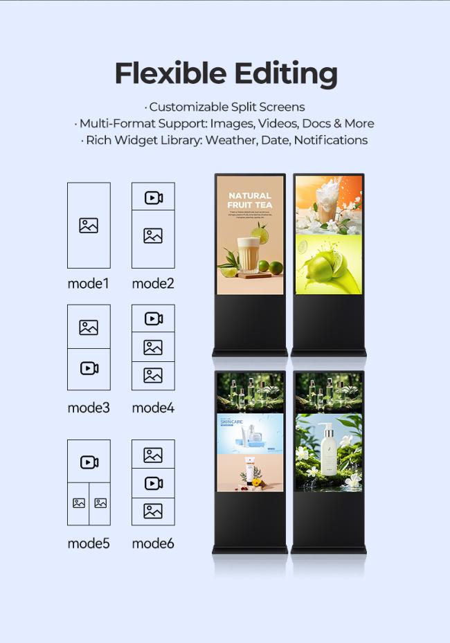 Digital signage kiosk side view