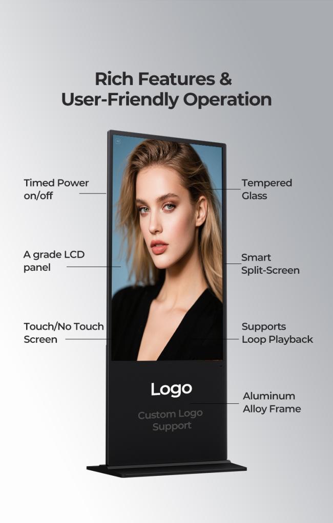 Advertising display kiosk in commercial setting