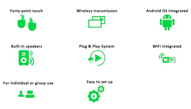 Close-up view of touchscreen table surface