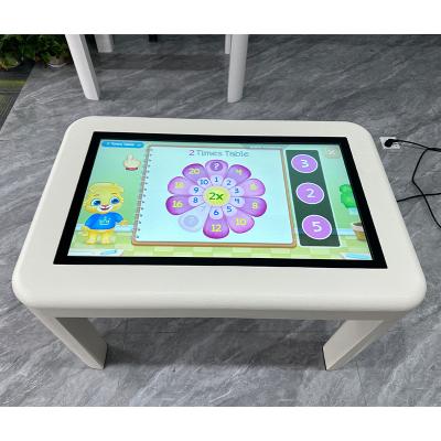 China 32 43 Inch Android 11 Waterproof Interactive Touch Table with Wooden Structure and Coffee Table Design for sale