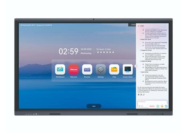 Quality 86 Inch AI Smart Interactive Whiteboard 86 Inch 4K Touch Screen for Conference Education A type for sale