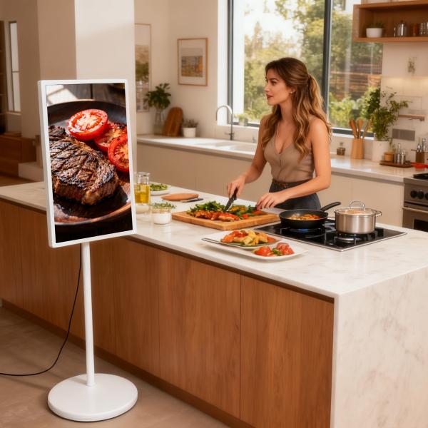 Quality Android LCD Touch Stand Smart TV Waterproof Rechargeable LED Wheel Attached for sale