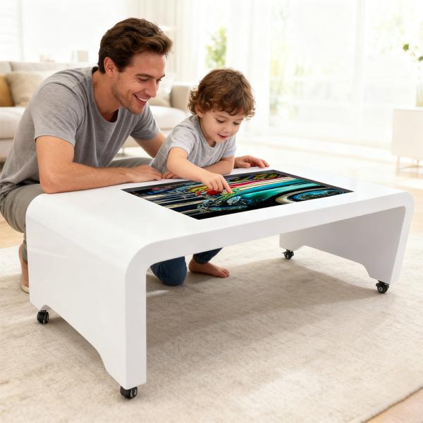 Quality Coffee Round Ludo Multi Touch Screen Smart Table Android Wifi 4K 32 Inch for sale