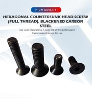China DIN Standard Durable Flat Head Socket Cap Screw Blackened Carbon Steel Full Thread for sale