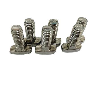 China Cabeza de panelas de acero inoxidable M8 T pernos T cabeza de tornillo para el perfil de aluminio T ranura en venta
