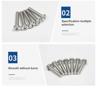 China Tipo de fio completo M2 M2.5 M3 M4 M5 M6 M8 GB818 304 Ferro inoxidável Cross Phillips Round Pan Head Bolt Screw à venda