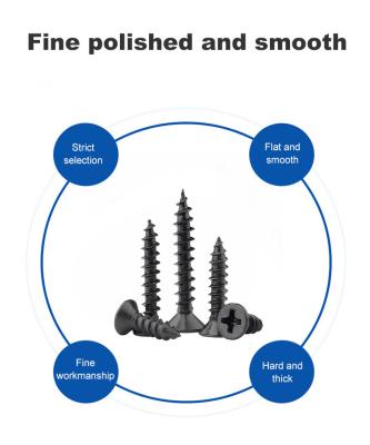 China Smooth Shank Black Phosphorus Coated Drywall Screws with Flat Cap Head and ISO Standard for sale