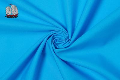 China Bright Cyan High Density Cotton Fabric Breathable Year Round Uniform Shirting Fabric for sale