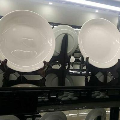 China Chinese style round white ceramic flat plate with OEM logo for sale