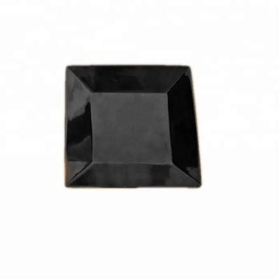 China Household west dinnerware colored glaze square ceramic plate black for sale