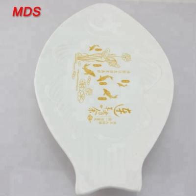 China Dinnerware creative fish shape gold rim ceramic plate for hotel for sale