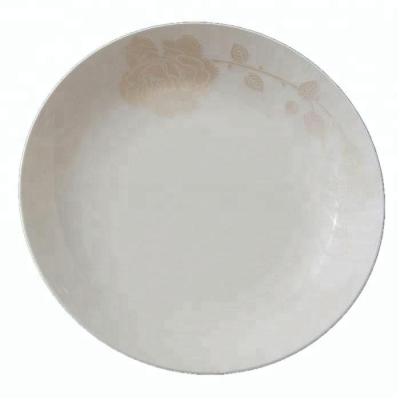 China Brand OEM embossed rose round bone china soup deep plate for sale