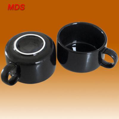 China European stoneware big multi-colour black ceramic milk cups with handle for sale