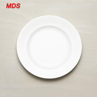 China Superior quality and design wholesale ceramic white pearl dinner plate for sale