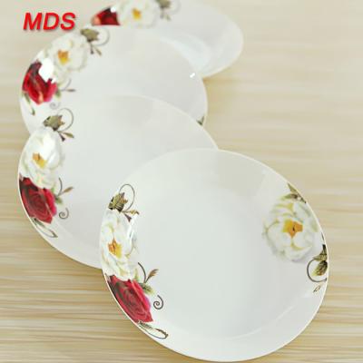 China Kitchenware colored 8inch rose design bone china deep plate for sale