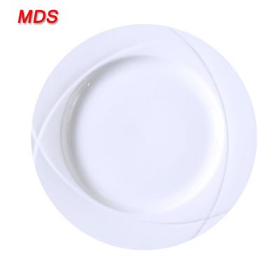 China Top selling white and plain turing triangle dish round porcelain plate for sale