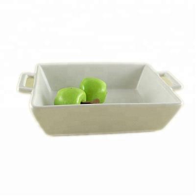 China Factory direct wholesale 7.5inch two ears ceramic baking tray dish for sale