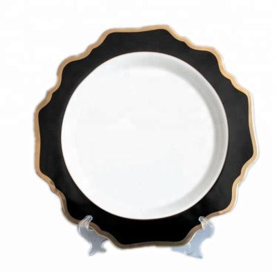 China Sun flower in-glaze scalloped porcelain plate for wedding for sale