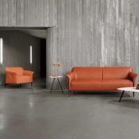 China Orange Corner Leather Sofa Set Flexibility Fabric Modular 1 2 3 Seat for sale