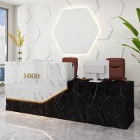 China 2M Modern Reception Desk Customizable Logo White Reception Table for sale