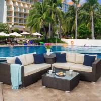 China 52.3 Inch Garden Outdoor Corner Sofa Set Waterproof Polyester for sale