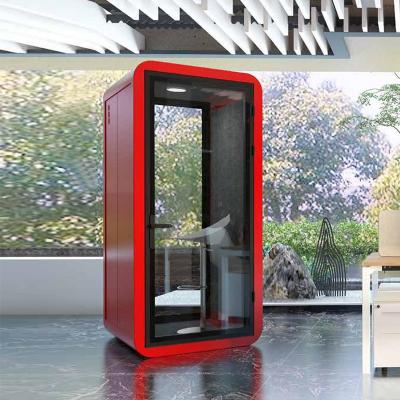 China Red Privacy Acoustic Pods Meeting Room Soundproof Office Phone Booth Pods for sale
