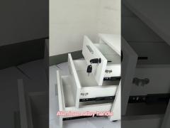 Armário de arquivo com pedestal rolante de 3 gavetas com trava de madeira com alça de liga de alumínio