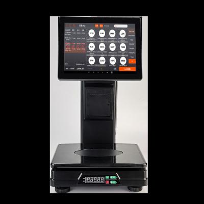 China 15 Inch Dual Screen All in One Pos Scale Weighing Scale for Retail Shop Fruit Shop with 58/80mm Thermal Printer and AI Camer for sale