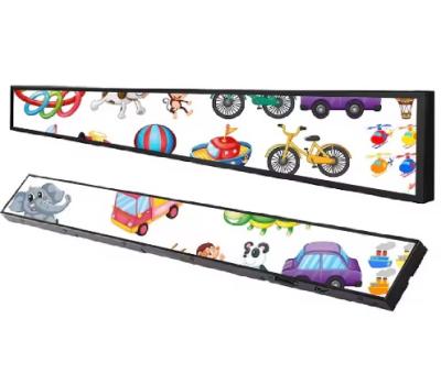 China Wide Stretch Bar Supermarket Shelf Screen LED Digital Signage P1.2 Ultra Retail Shelf Edge Indoor Outdoor Display for sale