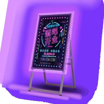 China Quick Setup LED Illuminated Poster Display Stand Floor Standing Sign Holder Aluminum Magnetic Frame Easy Assembly for sale