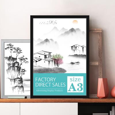 China Slim LED Backlit Display Board Floor Standing Aluminum Frame Weatherproof Retail Sign Poster Panel for sale