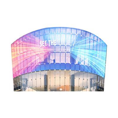 China Flexible Transparent Holographic Screen Soft LED Display Screen Shop Window Digital Signage for sale