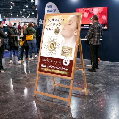 China Aluminum Alloy Four Sided Openable Floor Standing LED Advertising Display Stand Portable Design for sale