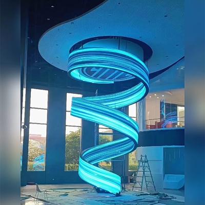 China Creative Full Color Indoor Outdoor Ribbon LED Screen Module ustomizable Size and Soft Flexible Design for sale