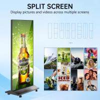 China Three Fold Double Sided Outdoor Foldable LED Poster Screen Rolling Advertising Display Base for sale