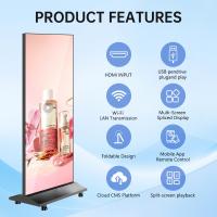 China Three Fold Double Sided Outdoor Foldable LED Poster Screen Rolling Advertising Display Base for sale